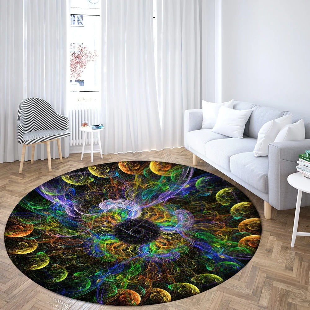 Black Starry Sky Round Carpet Modern Living Room Bedroom Study Floor ...