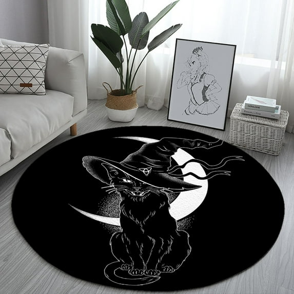 Black Starry Sky Round Rugs Galaxy Simple Sofa Rug Home Living Room ...