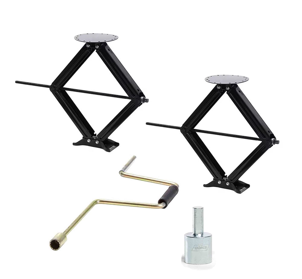 Black Steel 5,000lb Heavy-duty RV Stabilizers with Manual Crank Handle ...