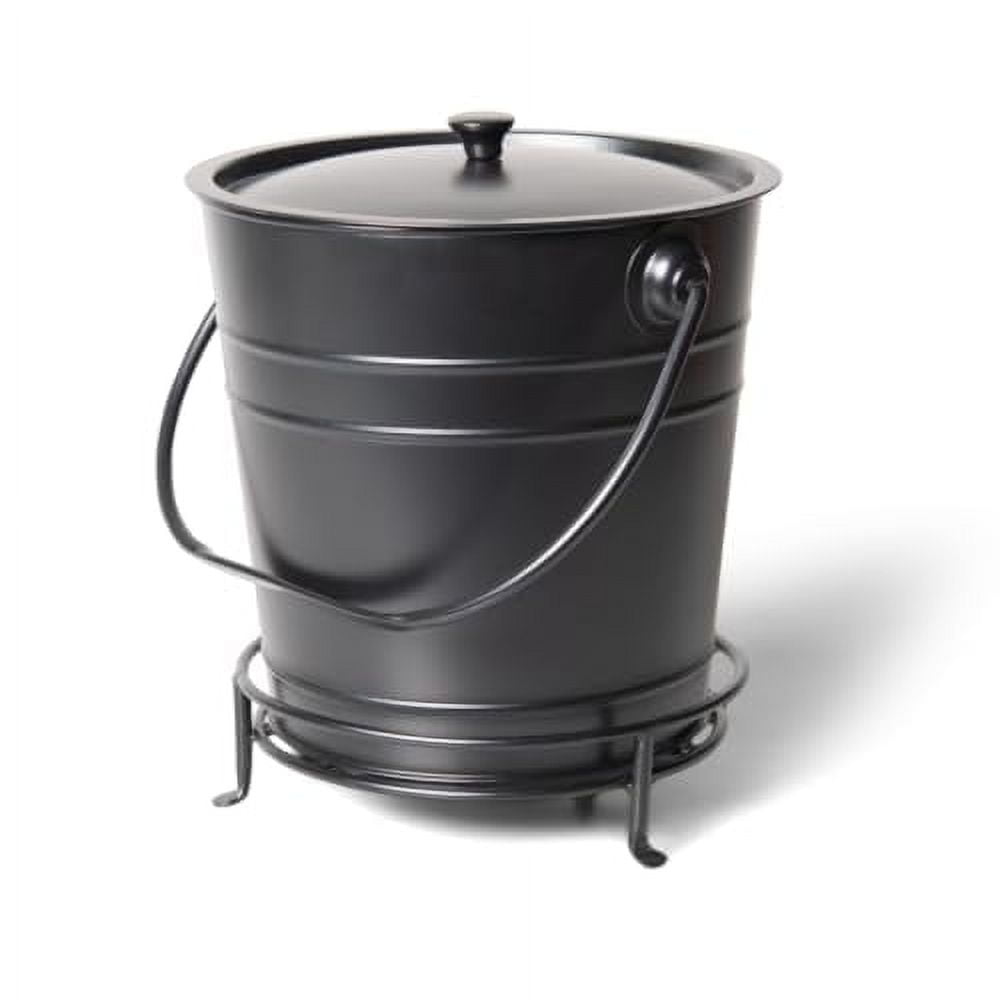 Black Steel Ash Bucket with Floor Protection Stand - Walmart.com