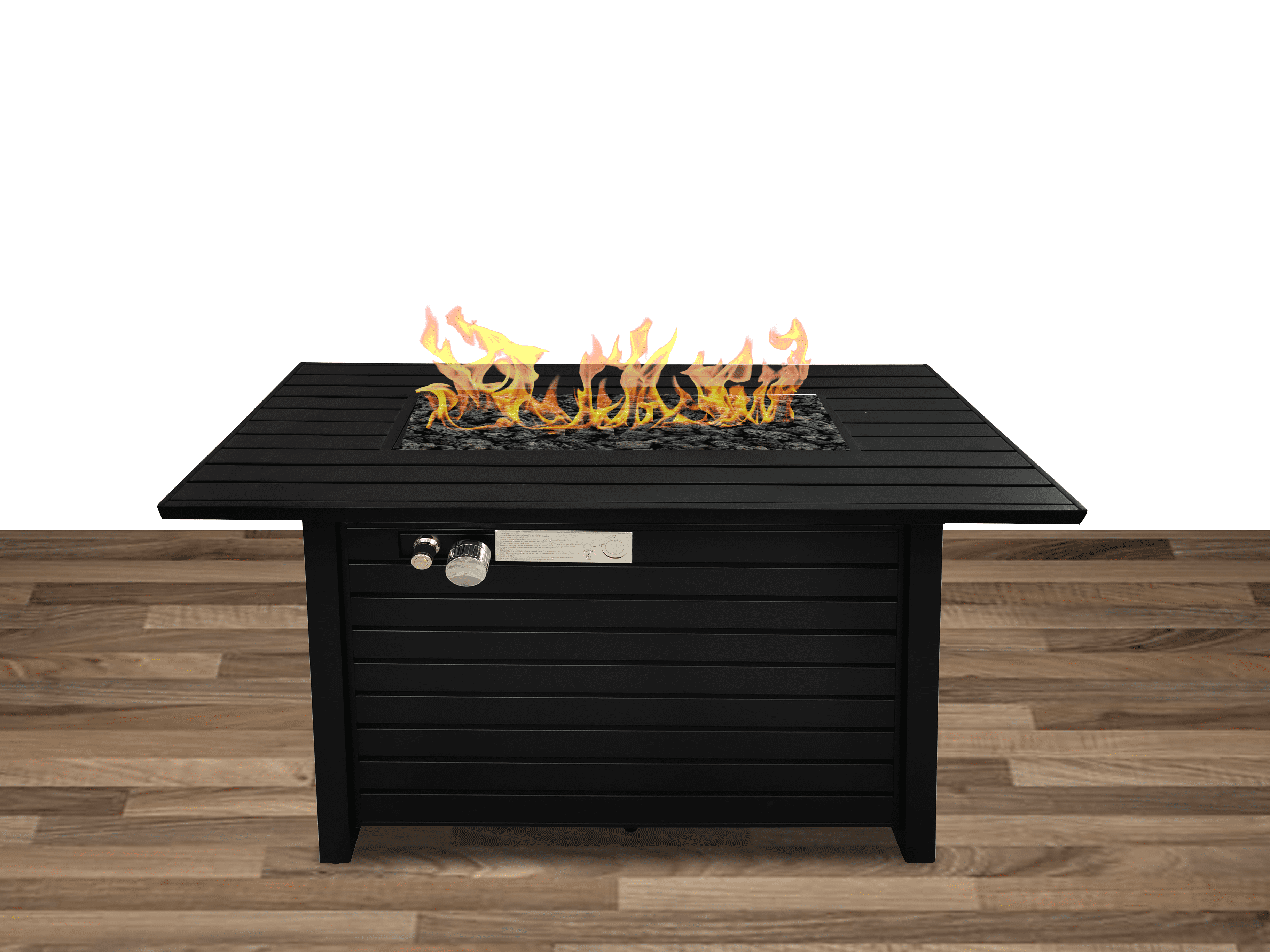 Black Steel Fire Pit Table with Lid - 42"W X 20"D X 25"H Outdoor Gas ...