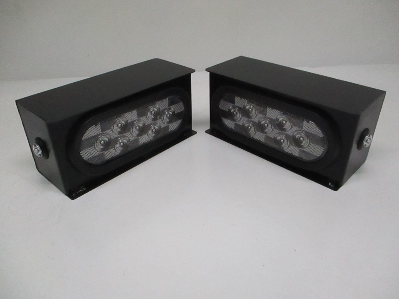 Black Steel Mounting Boxes Clear Red LED Oval Brake Stop Turn Tail ...