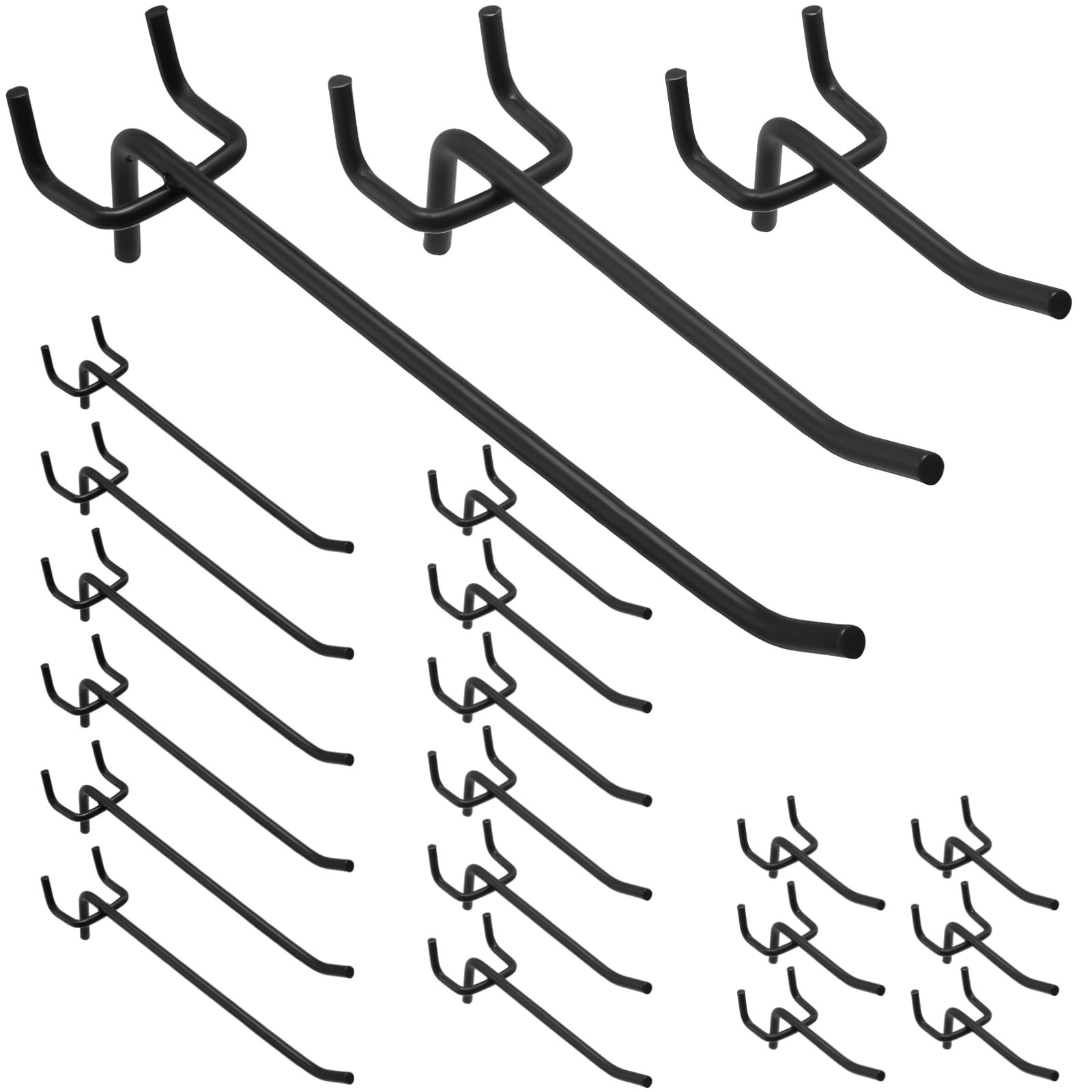 Black Steel Pegboard Hooks 60 Pack, Heavy Duty Triple-Prong Display ...