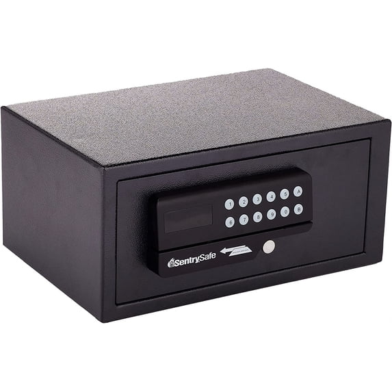 Black Steel Safe with Card Swipe Reader and Digital Keypad Lock, Small Safe with Interior ...