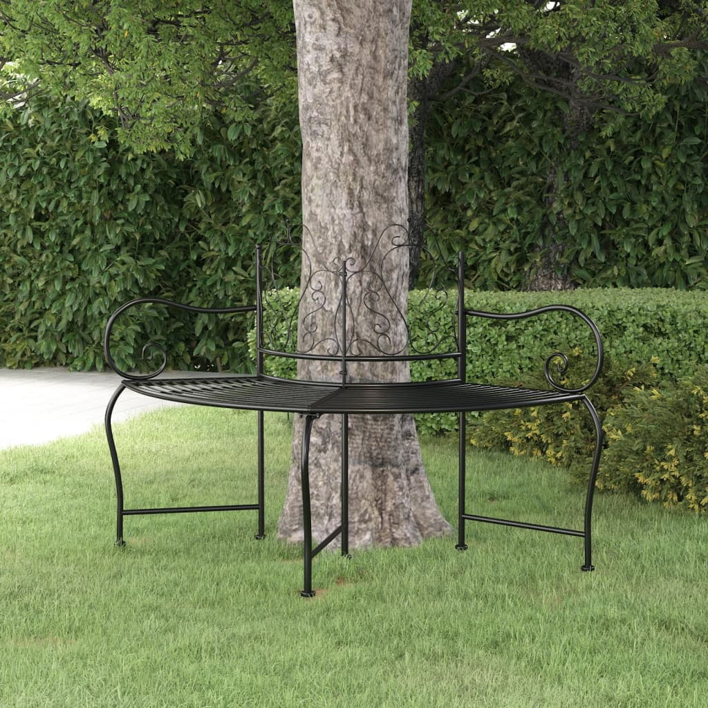 Black Steel Tree Bench 59.1 - Durable Outdoor Seating for Gardens ...