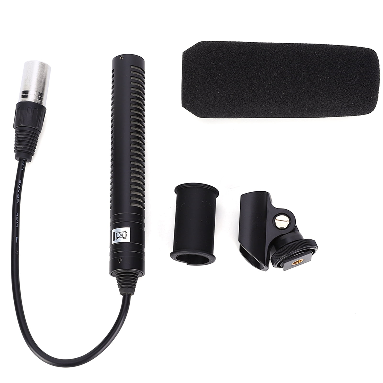 Black Stereo Condenser Microphone for Camera, Unidirectional Video ...