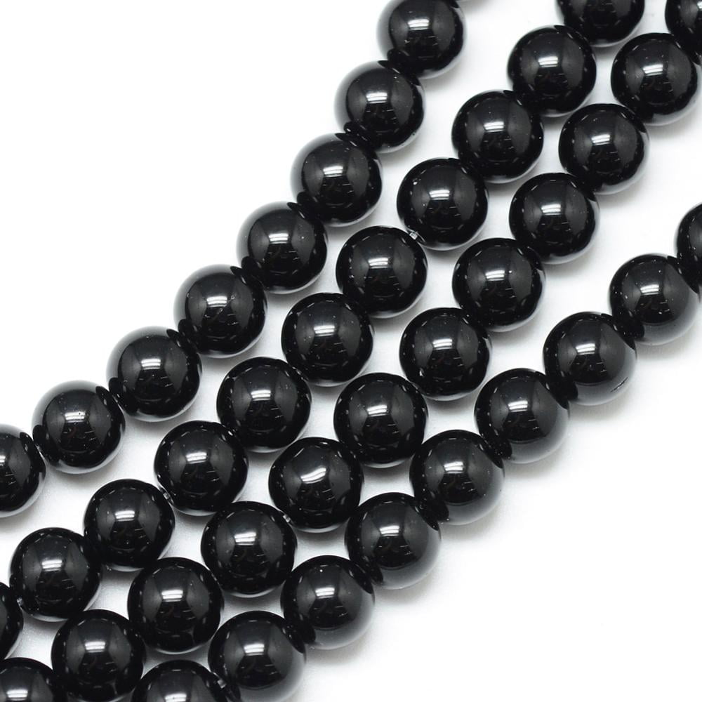 Black Stone Bead Strands Round 6mm Hole: 1mm 65pcs/strand 15.7 inch ...