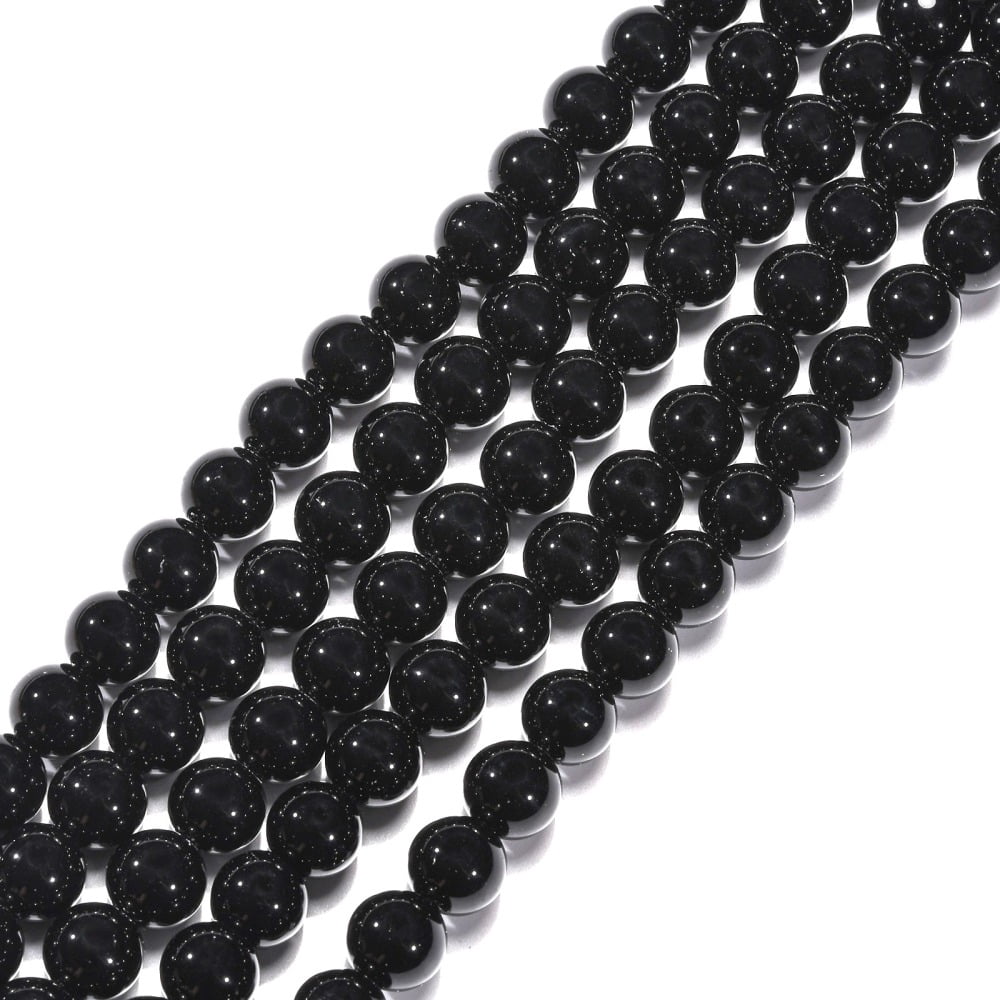 Black Stone Beads Strands Dyed Round Black 10mm Hole: 1mm 39pcs/strand ...