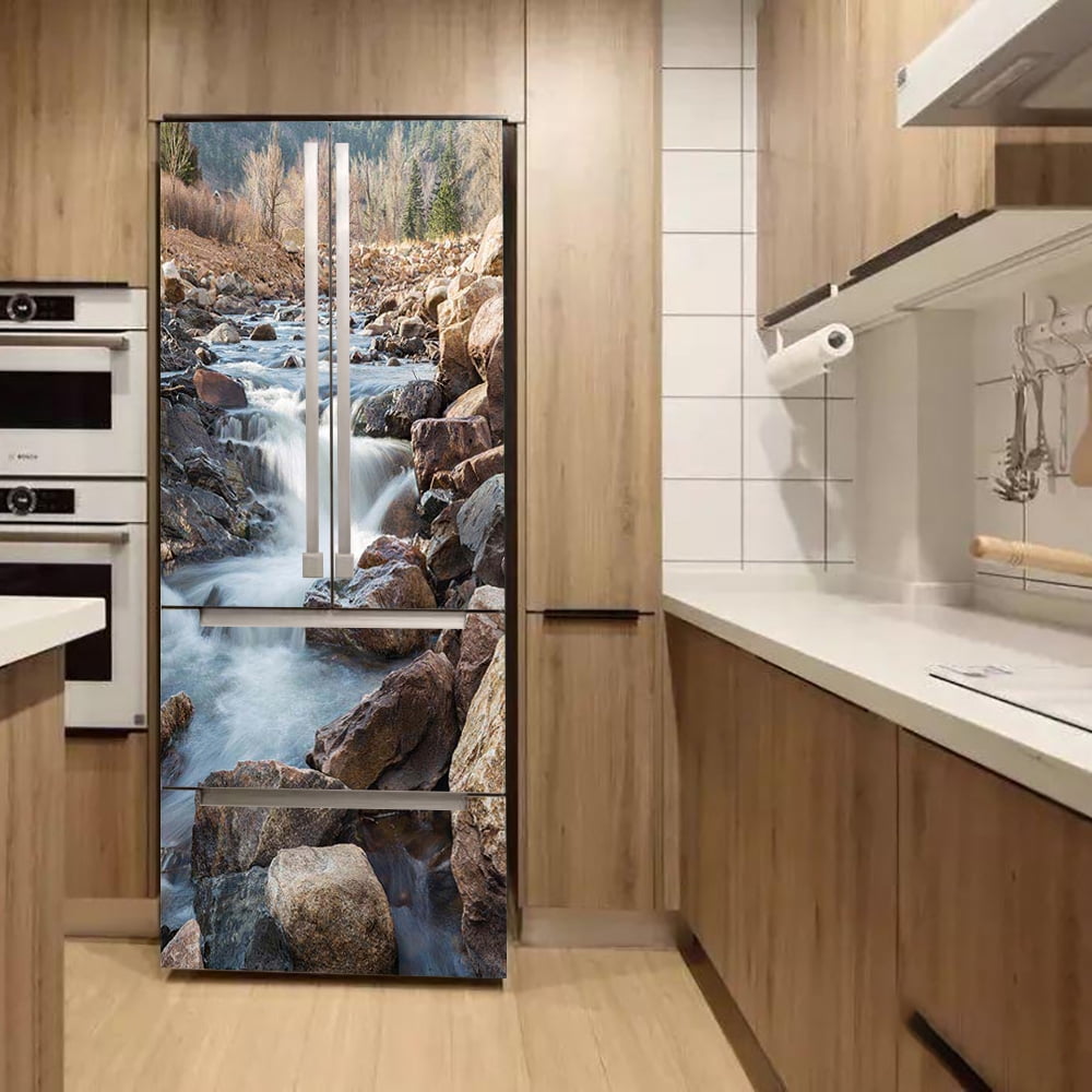 Black Stone DIY Freezer Sticker Vinyl Waterproof Decoration Poster ...