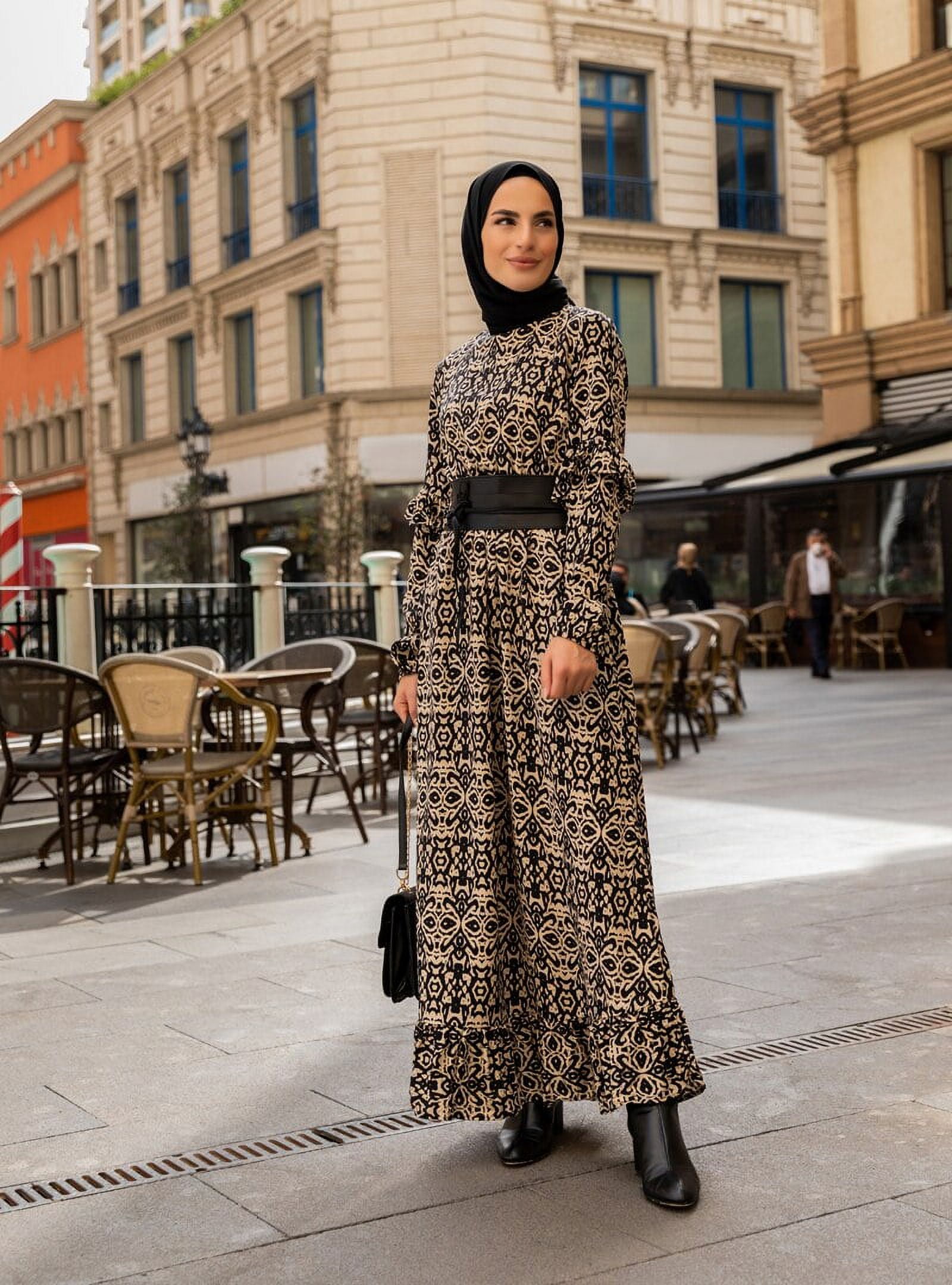 Black - Stone - Polka Dot - Crew neck - Unlined - Viscose - Dress ...