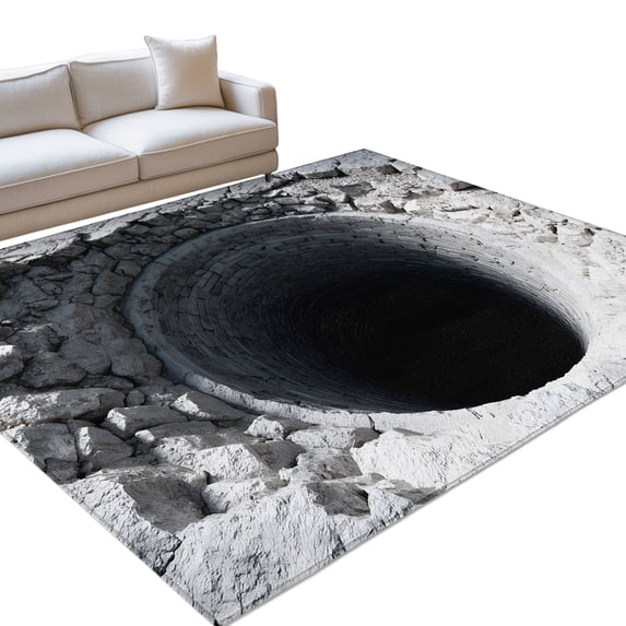 Black Stone Well Washable Rug 2.7x5 Area Rug for Living Room Bedroom ...