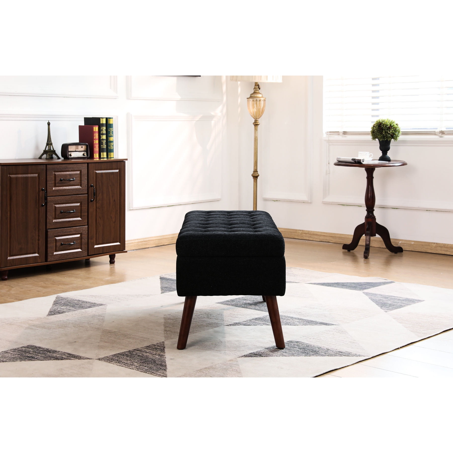 Black Storage Bench+Safety Hinge Feature"-"Entryway/Bedroom+Safe ...