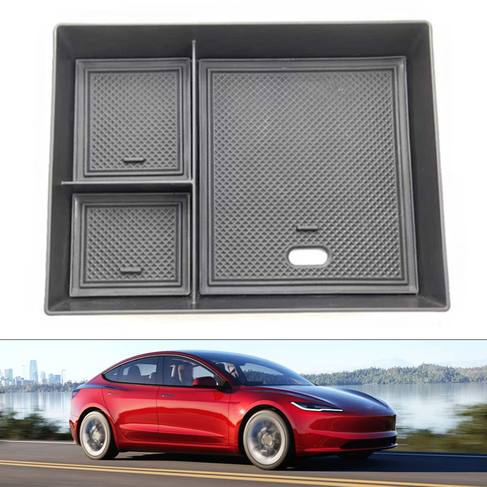Black Storage Box Central Control Upper Storage Box For Tesla For Model ...