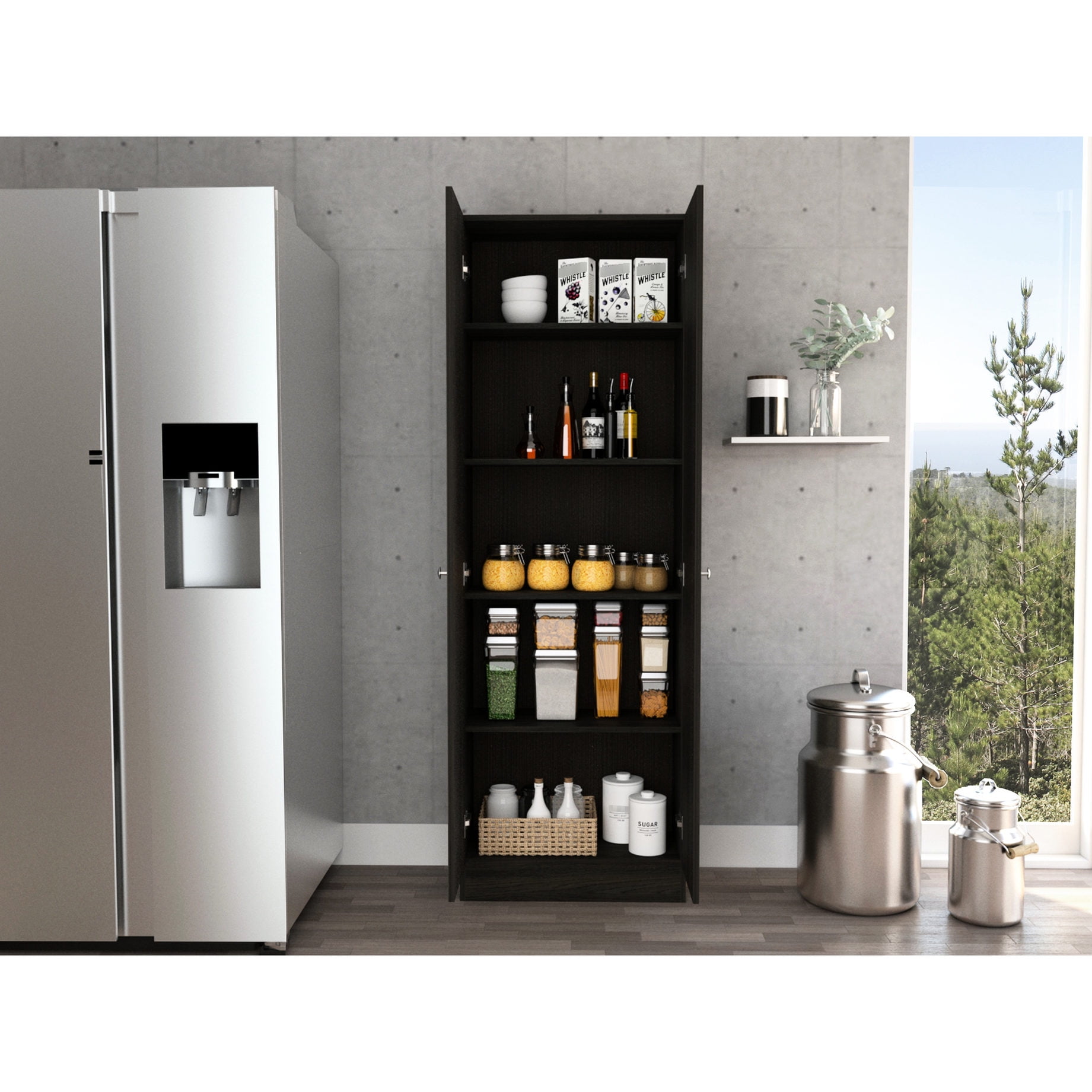 Black Storage Cabinet | Five Shelves for Efficient Organization | Manufactured Wood | Resolves ...