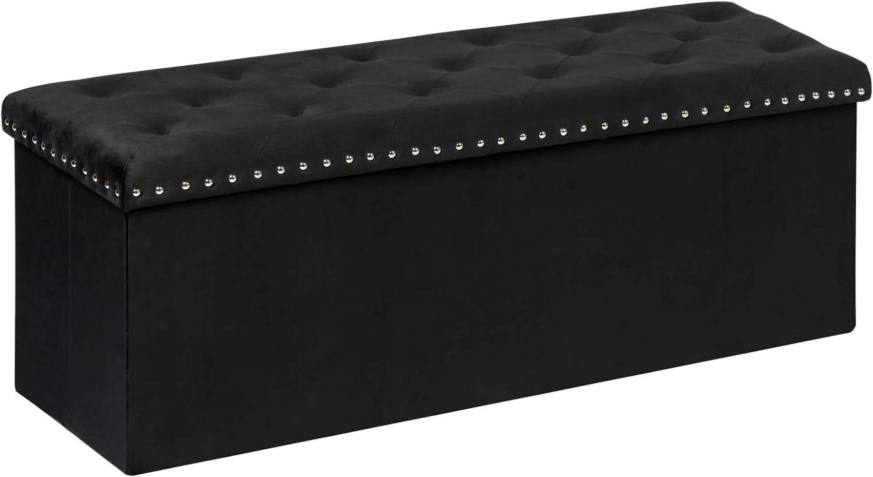 Black Storage Ottoman Bench with Benches Foot Rest Stool, Large Long ...