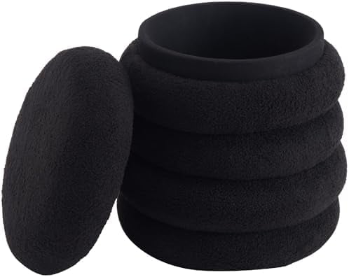 Black Storage Ottoman Sherpa Foot Stools Ottoman Small Boucle Foot Rest ...