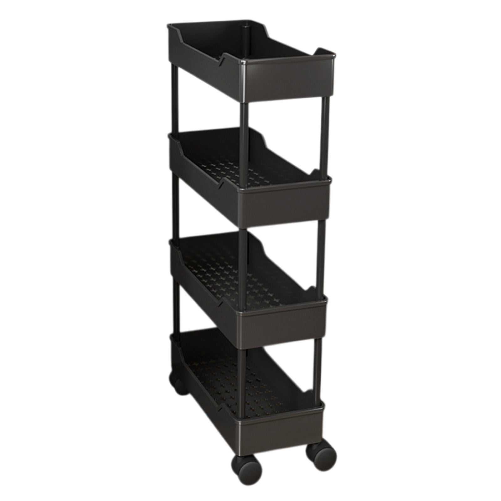Black Storage Rack Multi Layer Storage Cart Mobile Storage Rack With ...