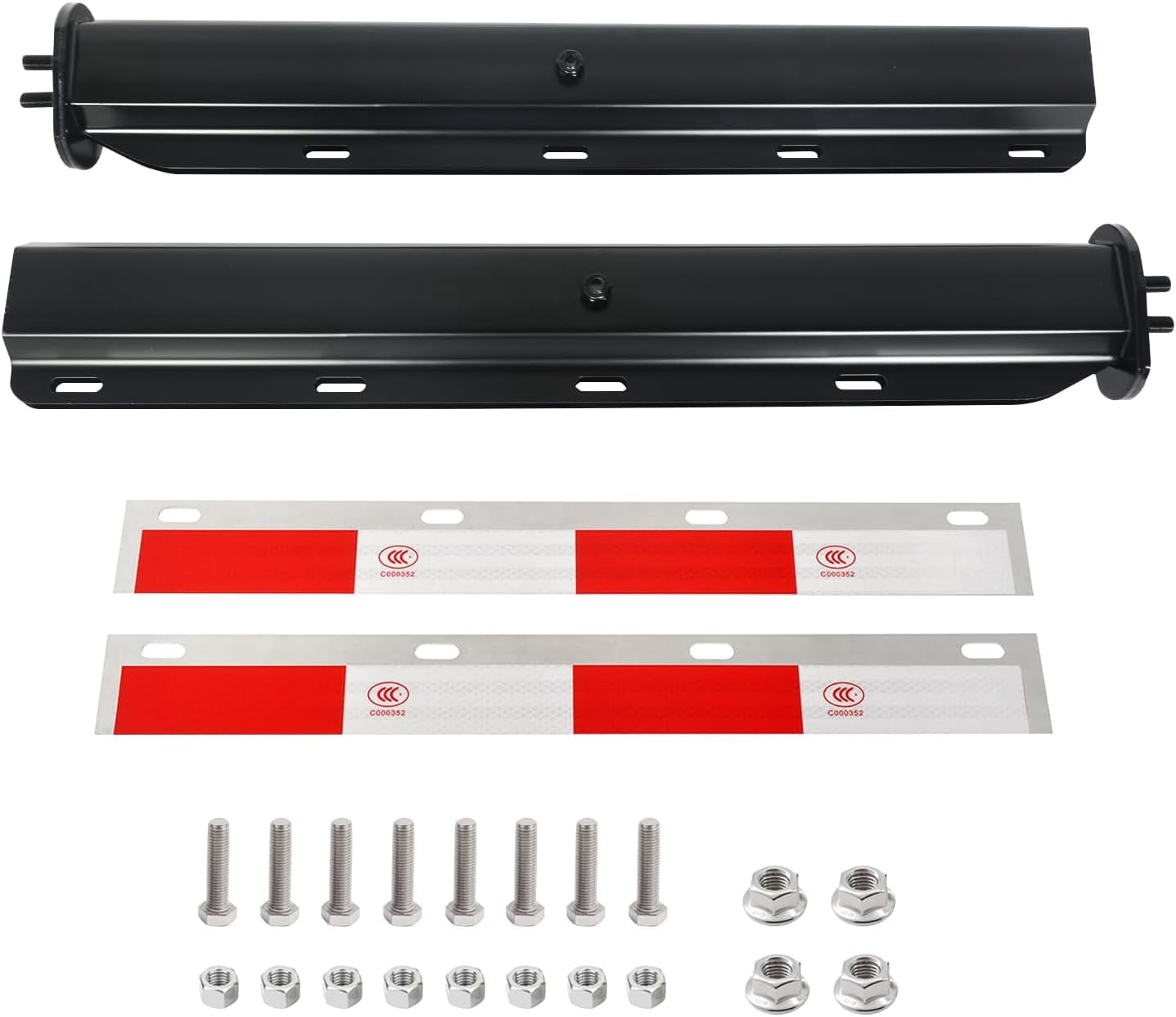Black Straight Spring Loaded Mud Flap Hanger Bracket Set 1-1/8" Bolt ...