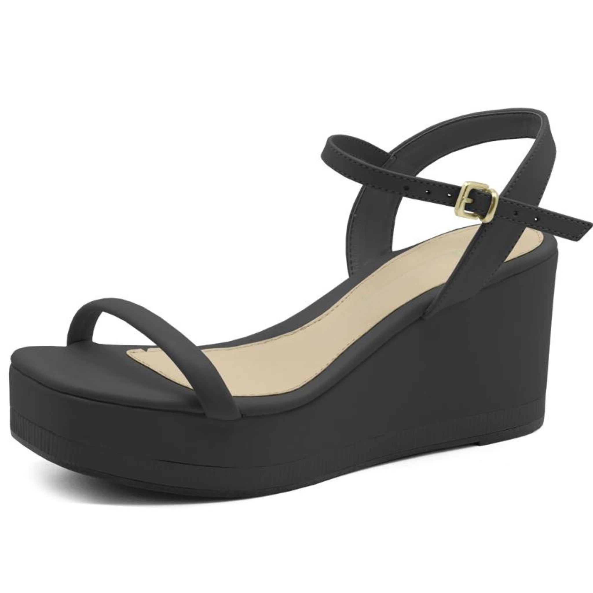 Black Strappy Platform Wedge - Walmart.com