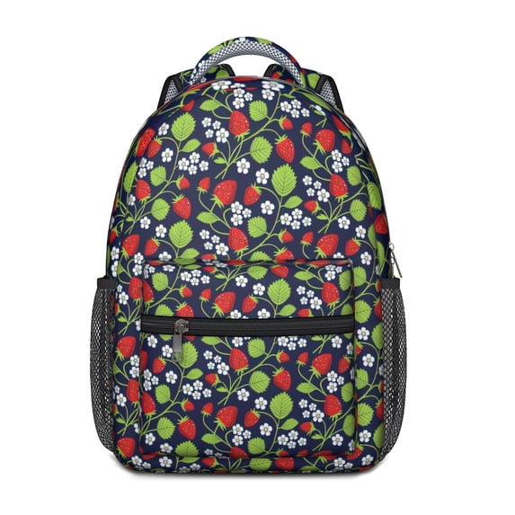 Black Strawberry Plants Fruit Backpack for School,Cute School Bag ...