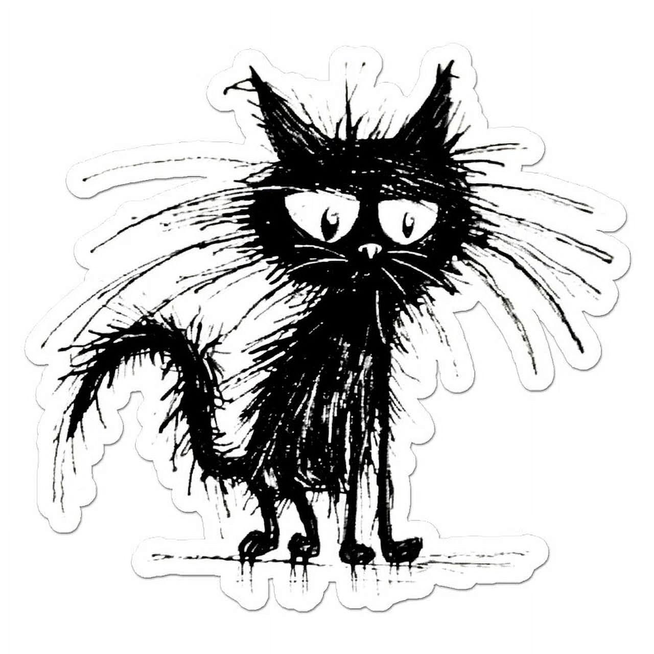 Black Stray Cat Sticker Indoor Outdoor Phone Decal Water Bottle ...