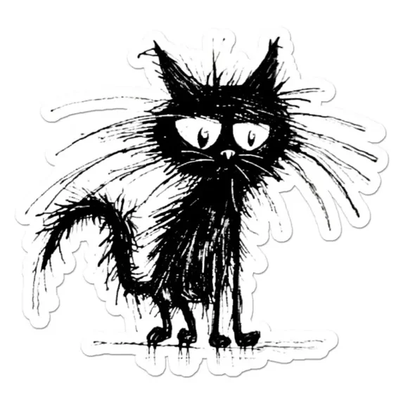 Black Stray Cat Sticker Phone Decal Water Bottle Stickers Car Decals ...
