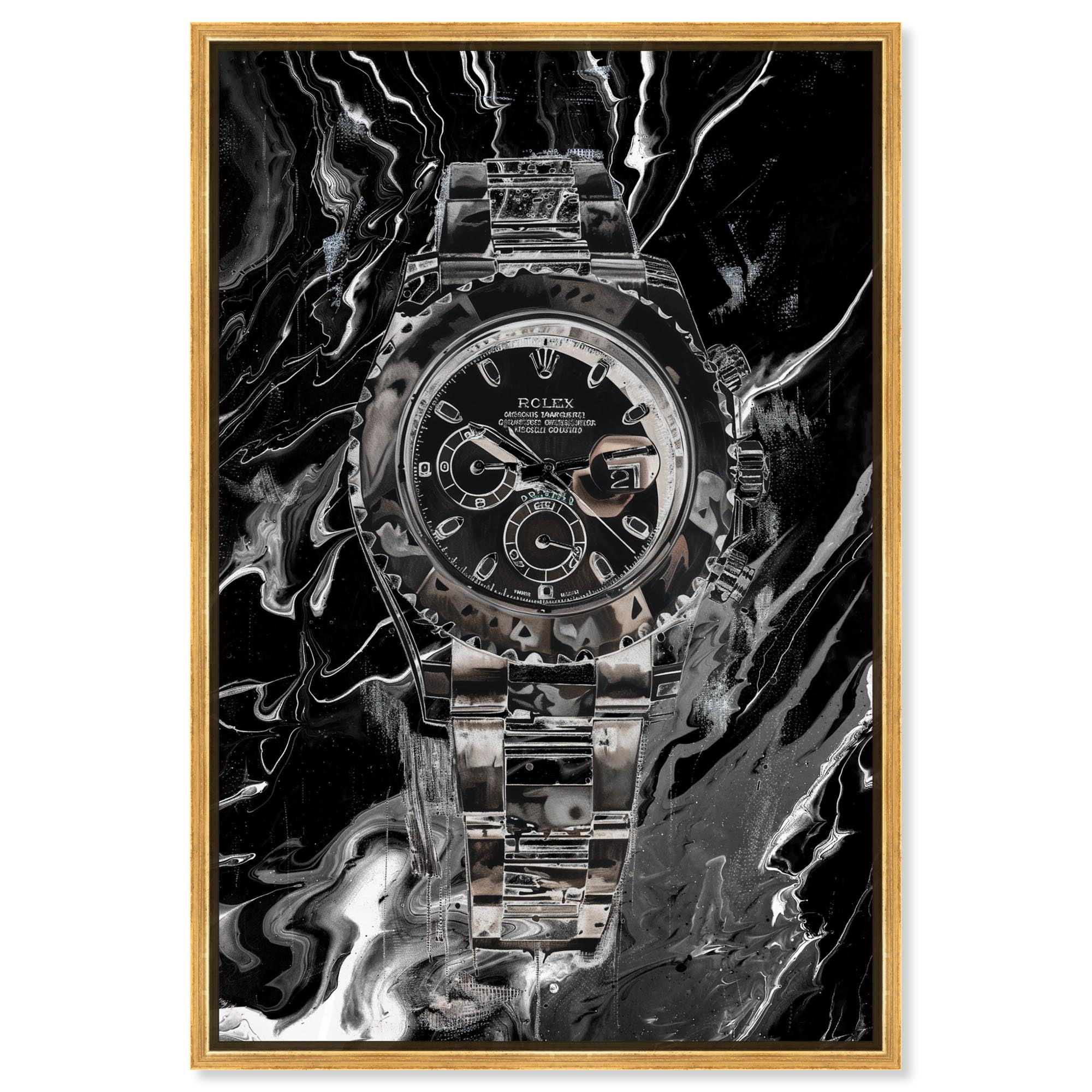 Black Stream Watch Canvas Mancave Art by Art Remedy, Gold Frame, 20" x ...