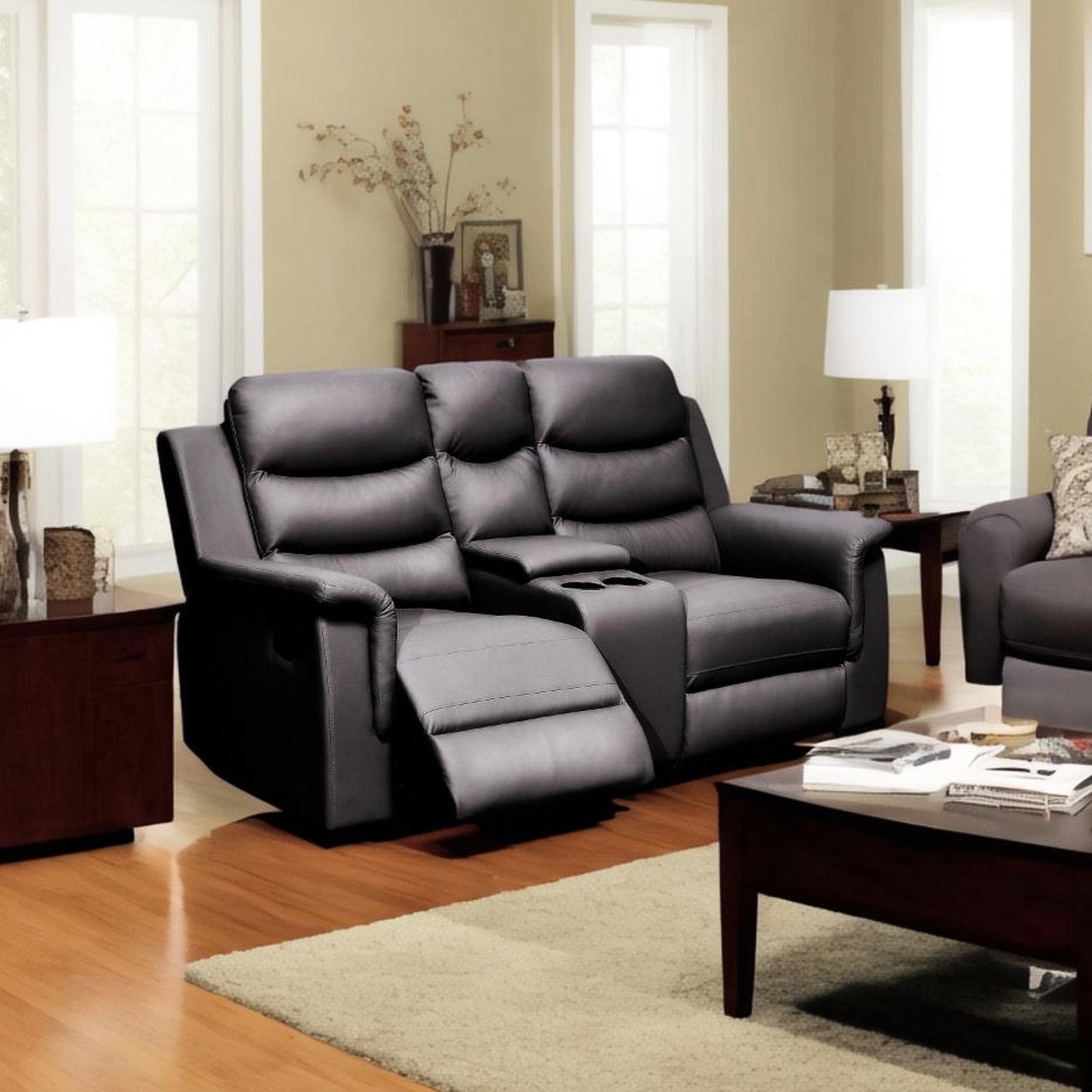 Black Stretch Reclining Sofa Cover | Enjoy Drinks at Arm's Reach ...