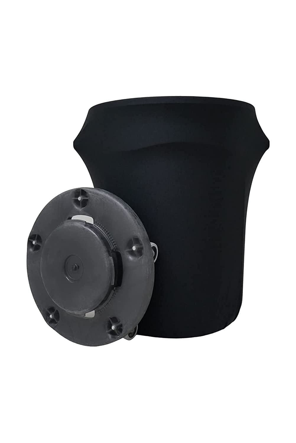 Black Stretch Trash Can Cover - Garbage Can Cover with Open Bottom for ...