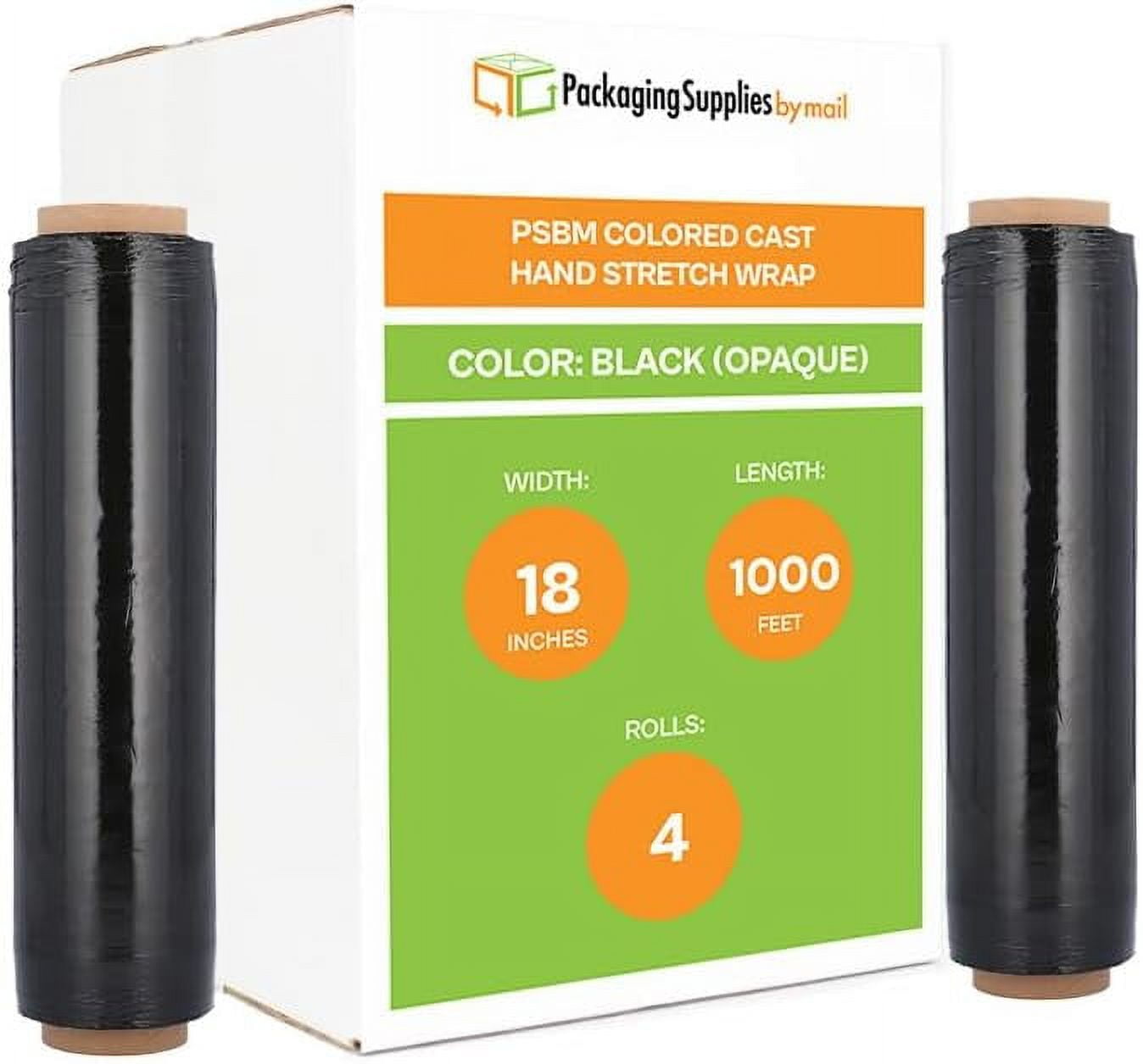 Black Stretch Wrap for Moving, 4 Pack of 18 Inch x 1000 Feet, 80 Gauge ...