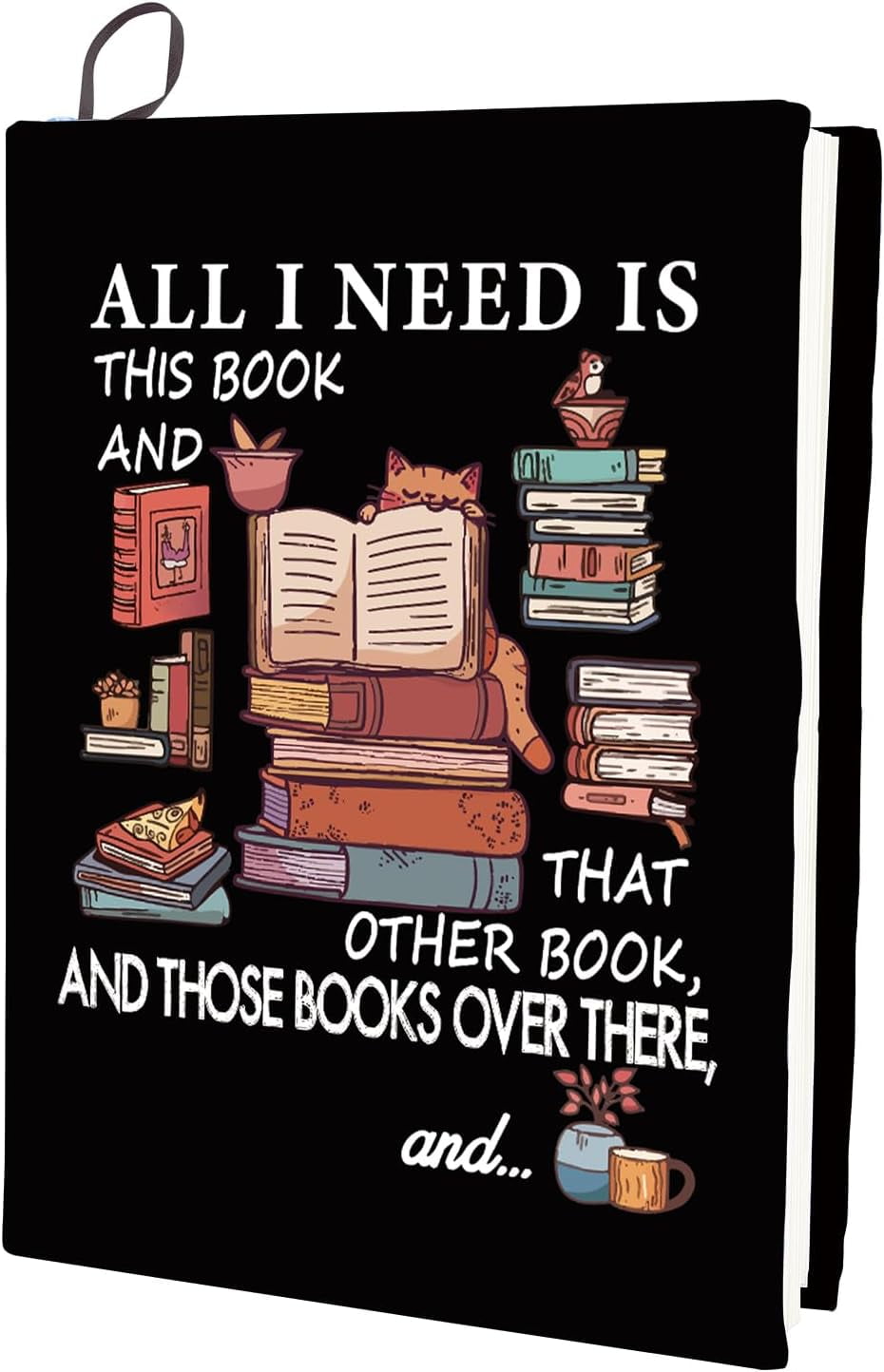 Black Stretchable Book Cover Cat Book Pattern Washable Reusable Large ...