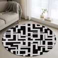 Black Stripe 3FT Round Area Rug Abstract Minimalist Geometric ...