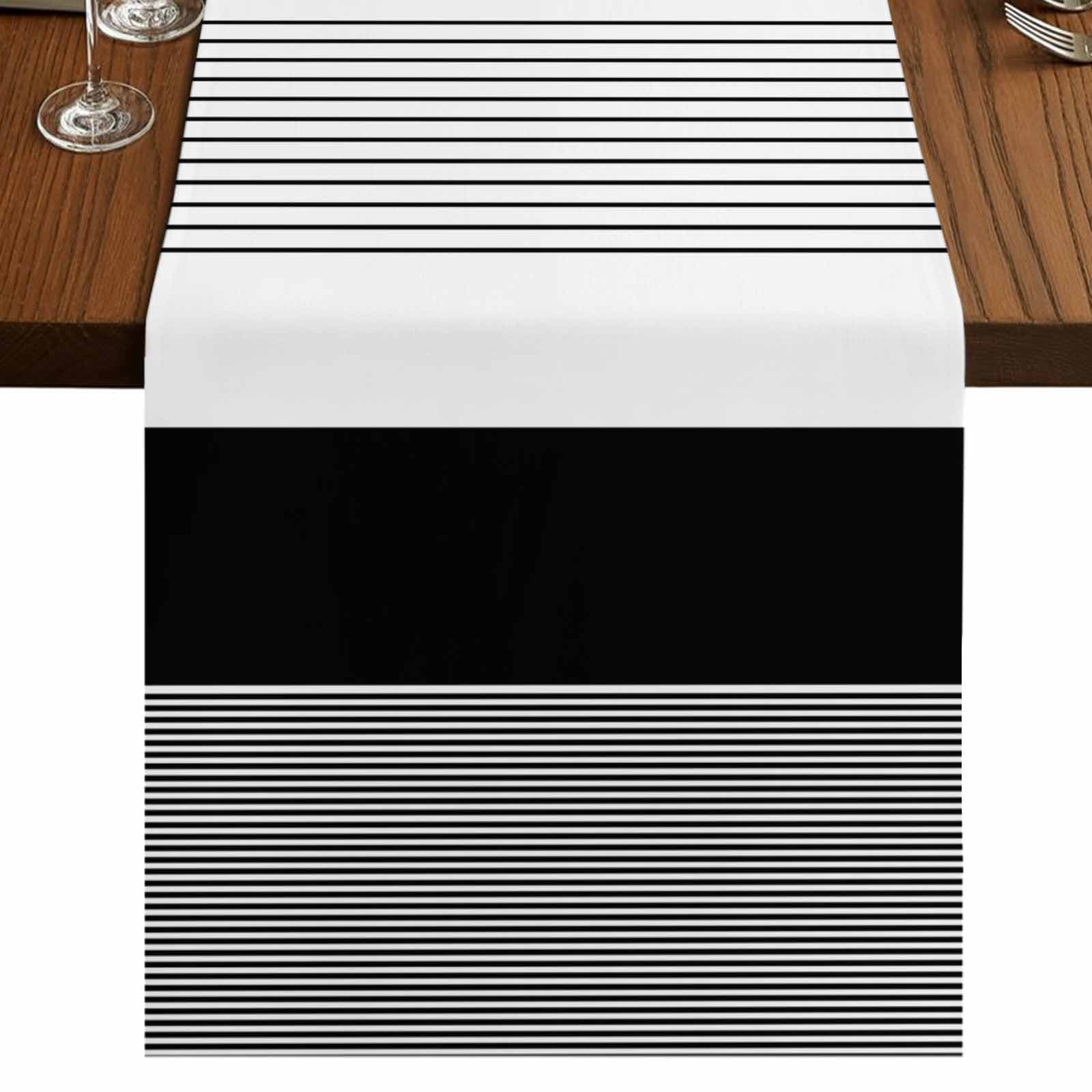 Black Stripe 70 Inch Table Runner, Modern Rustic Horizontal Black ...