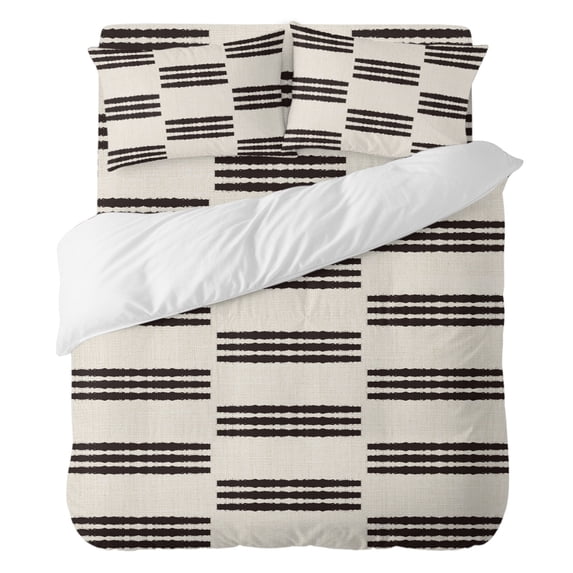 Black Stripe Bedding Duvet Cover Set Full Size 4 Pieces, Country ...