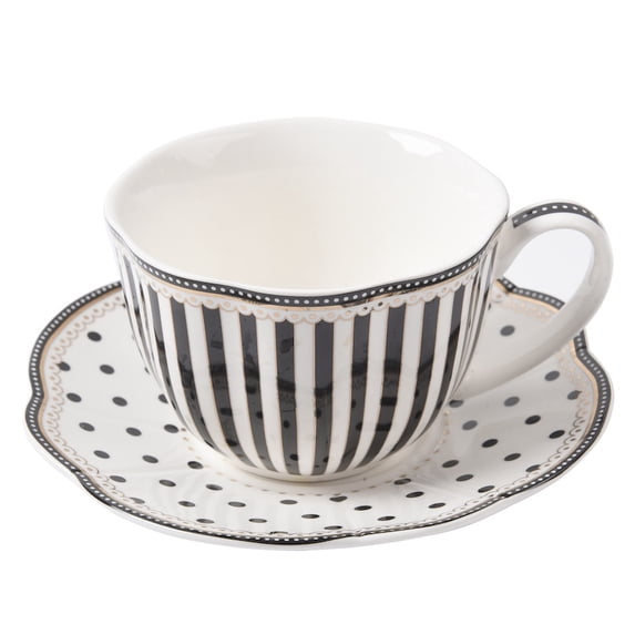 Black Stripe Ceramic Coffee Set Bone China Cups & Saucers Tea Mugs with ...