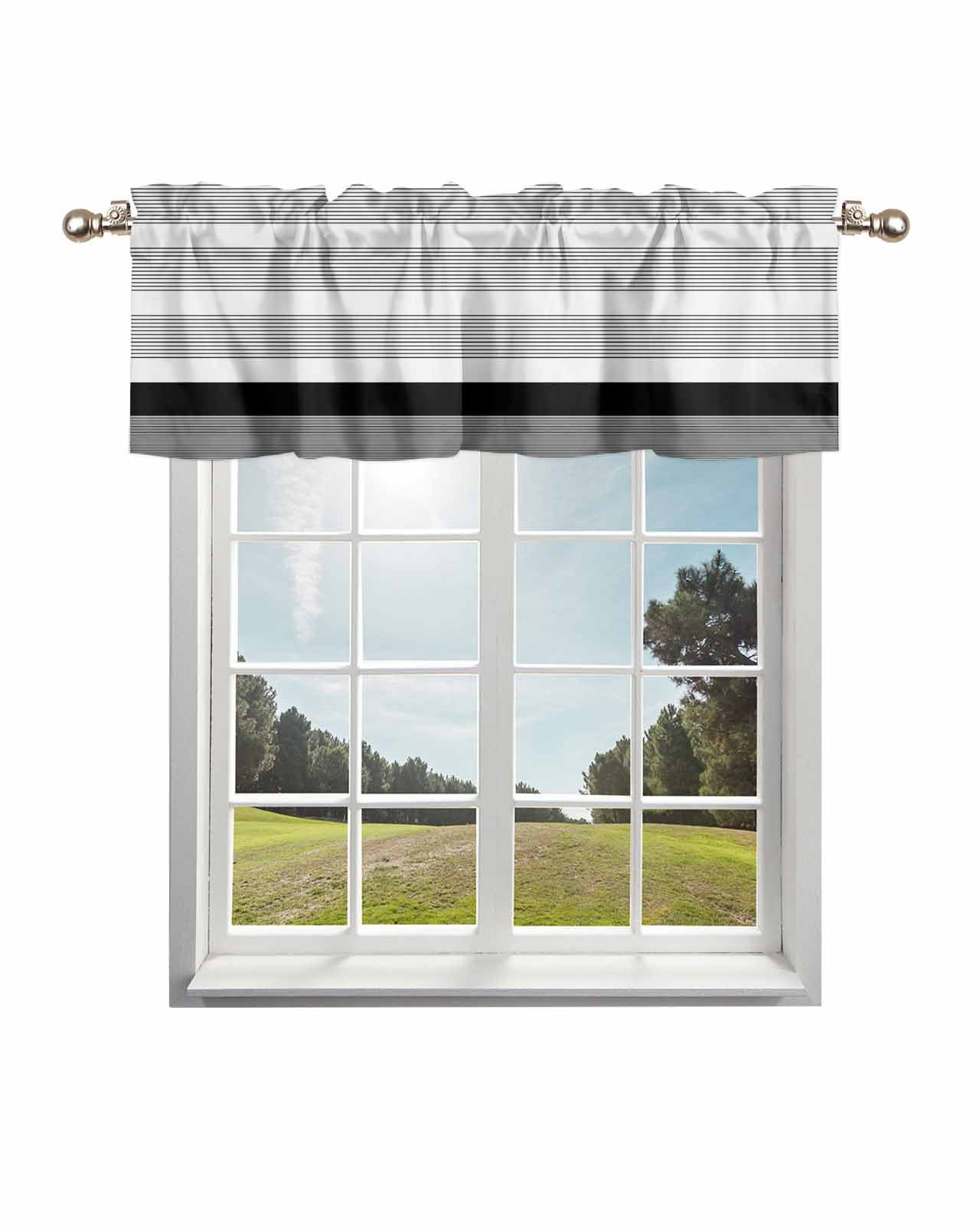 Black Stripe Curtain Valance for Windows/Living Room/Kitchen/Bathroom ...