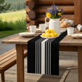 Black Stripe Line Table Runner 70 Inch Long Retro Linen Table Runners ...