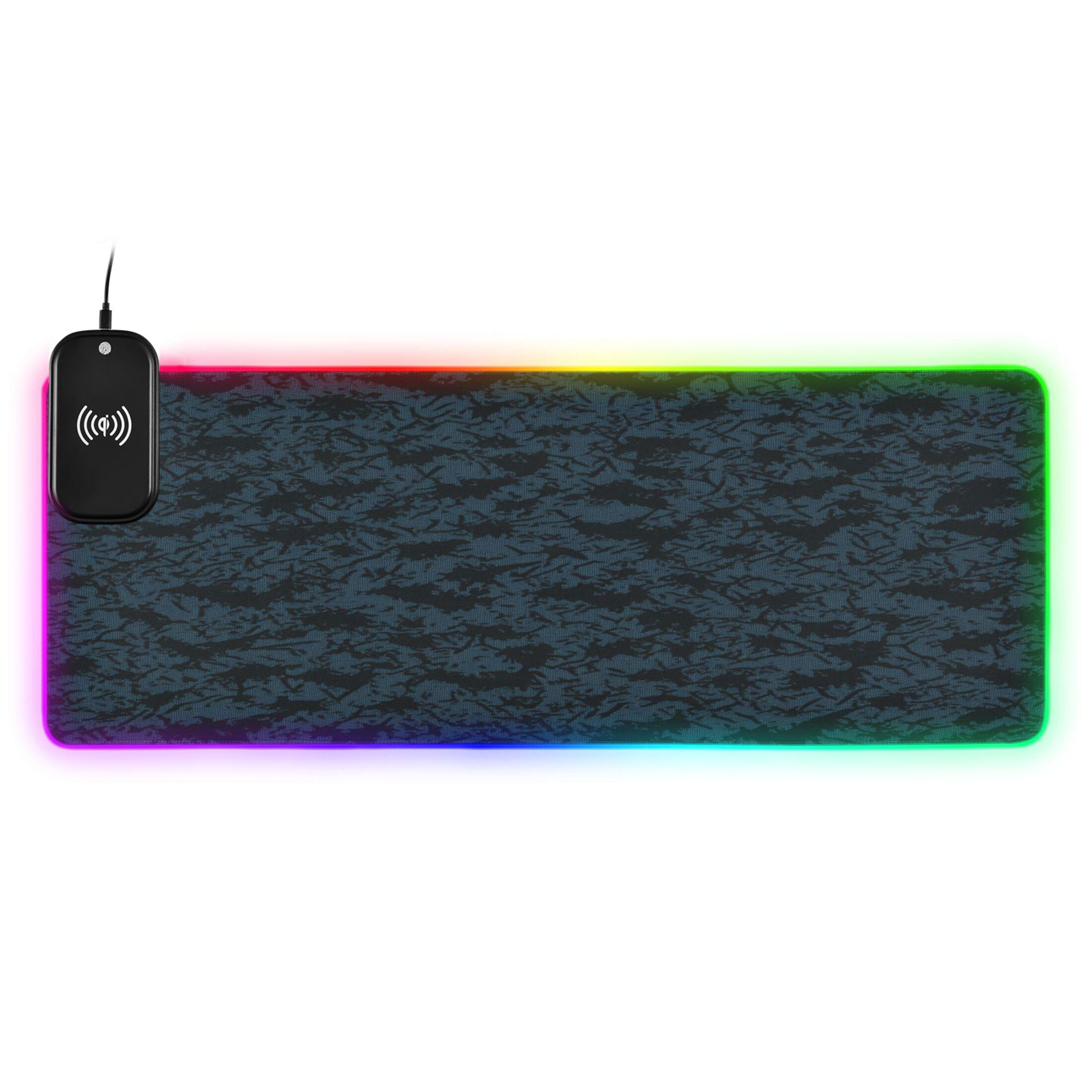Black Stripe Pattern Large RGB Gaming Mouse Pad with Fast Wireless ...