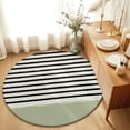 Black Stripe Sage Green Block Round Area Rug 3ft,Living Room Rug Non ...