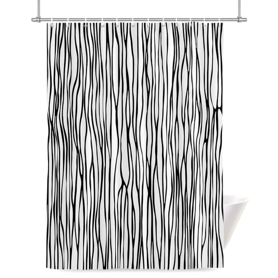 Black Stripe Shower Curtains for Bathroom, Retro Abstract Art Farmhouse ...