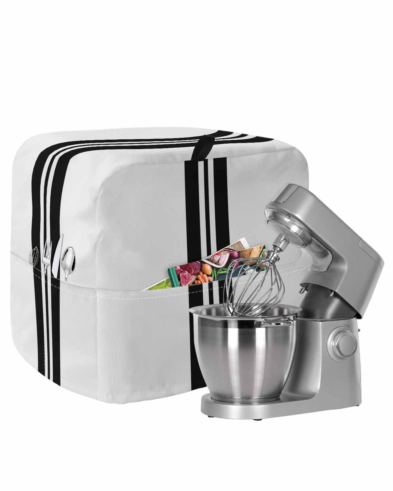 Black Stripe Stand Mixer Dust Cover with Storage Pocket & Handles ...