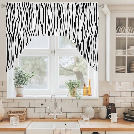 Black Stripe Swag Curtain Valance for Windows, Retro Abstract Art ...