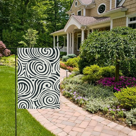 Black Stripe Swirl Garden Flag 28x40 inch Double Sided Outside Yard ...