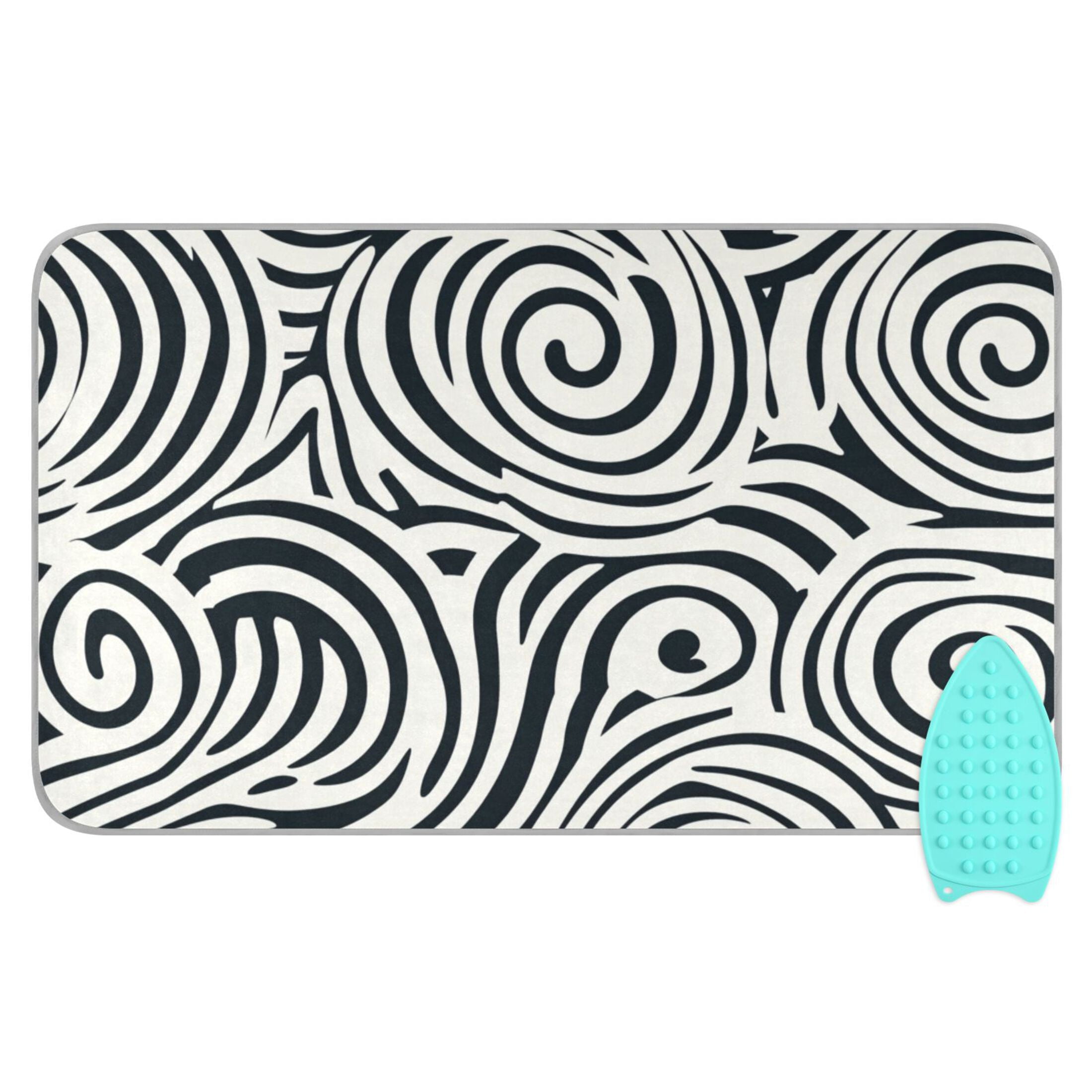 Black Stripe Swirl Ironing Mat Blanket for Table Top Travel Portable ...