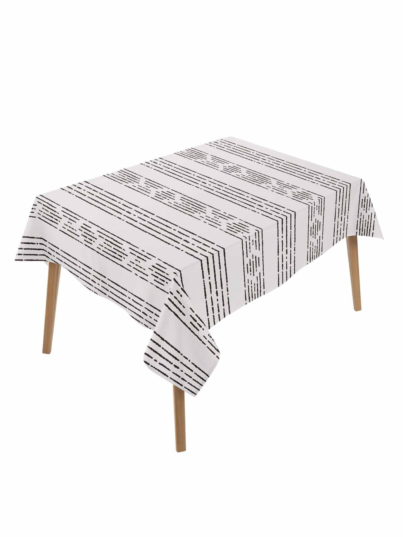 Black Stripe Table Cloth, Modern Abstract Vertical Stripes Beige ...