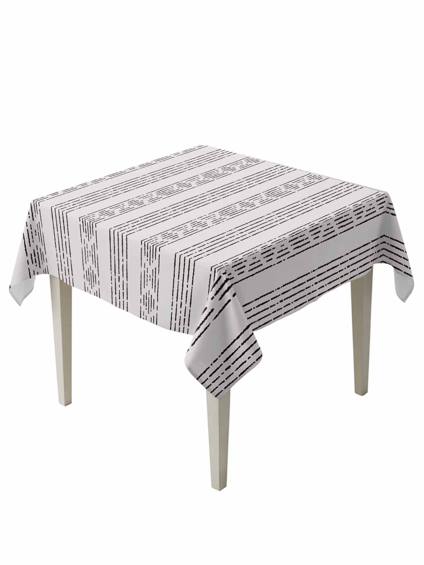 Black Stripe Table Cloth, Modern Abstract Vertical Stripes Beige ...