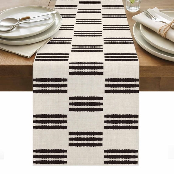 Black Stripe Table Runner, Country Vintage Boho Minimalist Horizontal ...