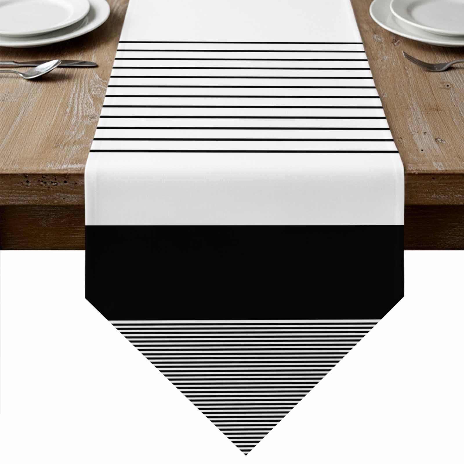 Black Stripe Table Runner Linen Burlap Table Runner 48 Inches Long ...