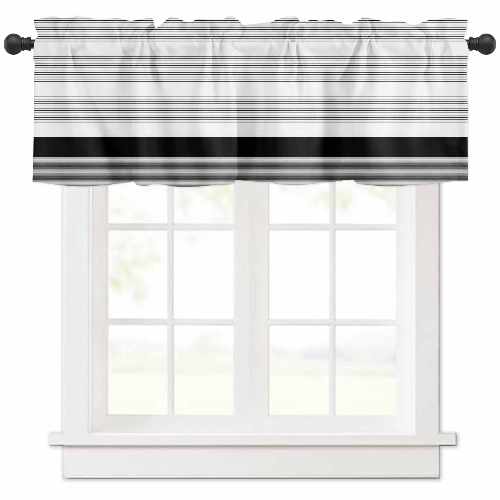 Black Stripe Valances for Windows Farmhouse Kitchen Curtains Valances ...