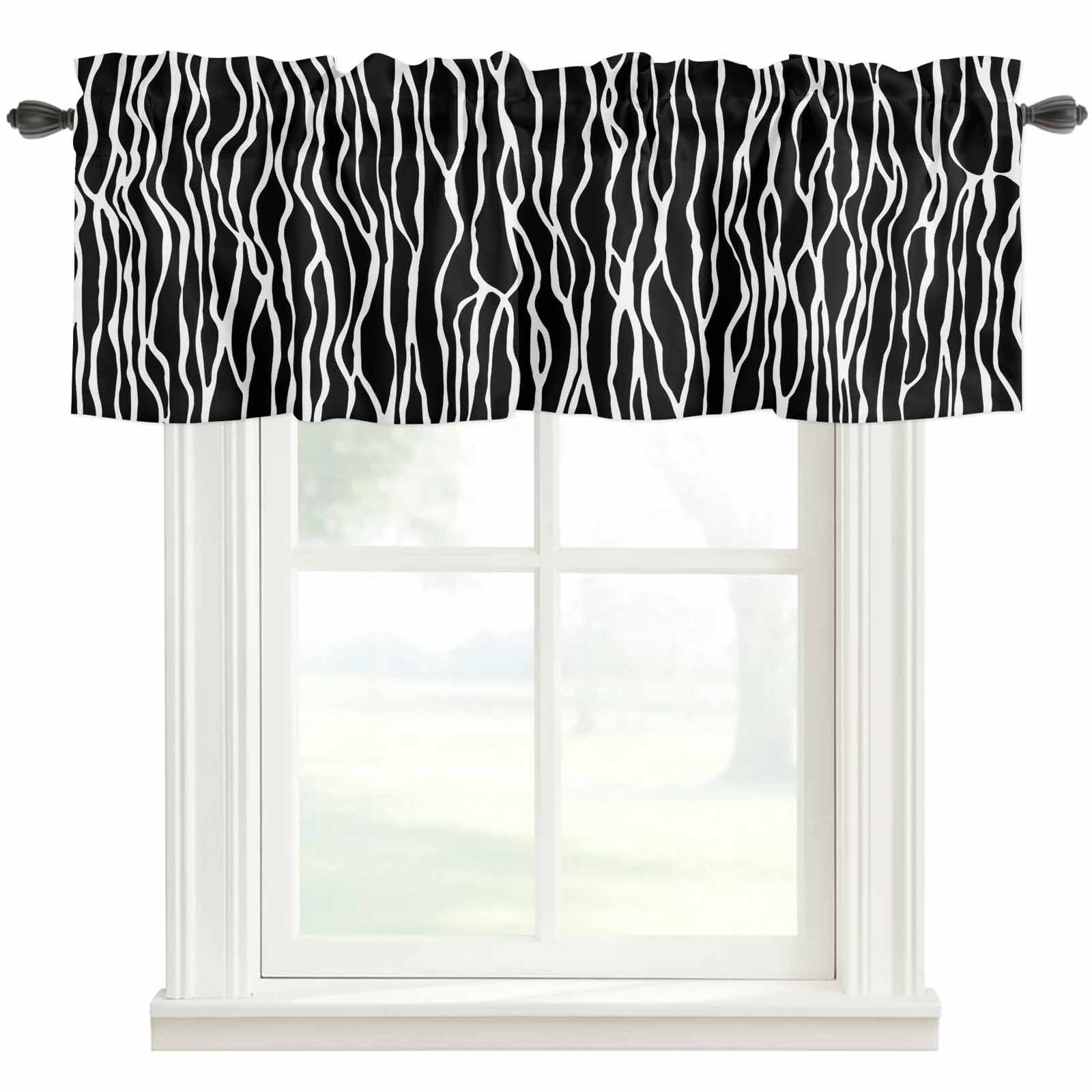 Black Stripe Valances for Windows Retro Abstract Art Geometric Black ...